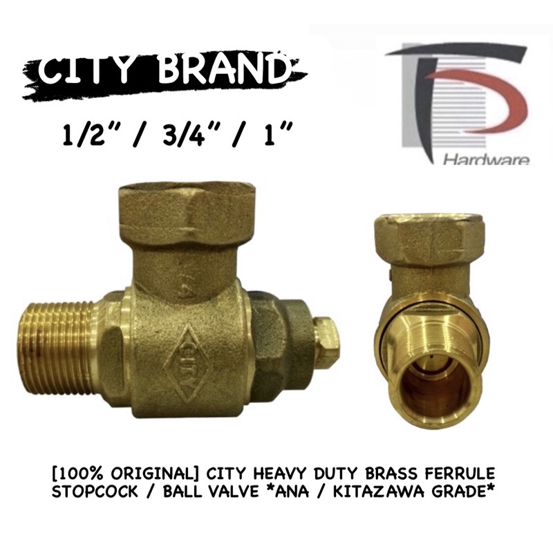 [100% ORIGINAL] CITY HEAVY DUTY BRASS FERRULE STOPCOCK / BALL VALVE ...