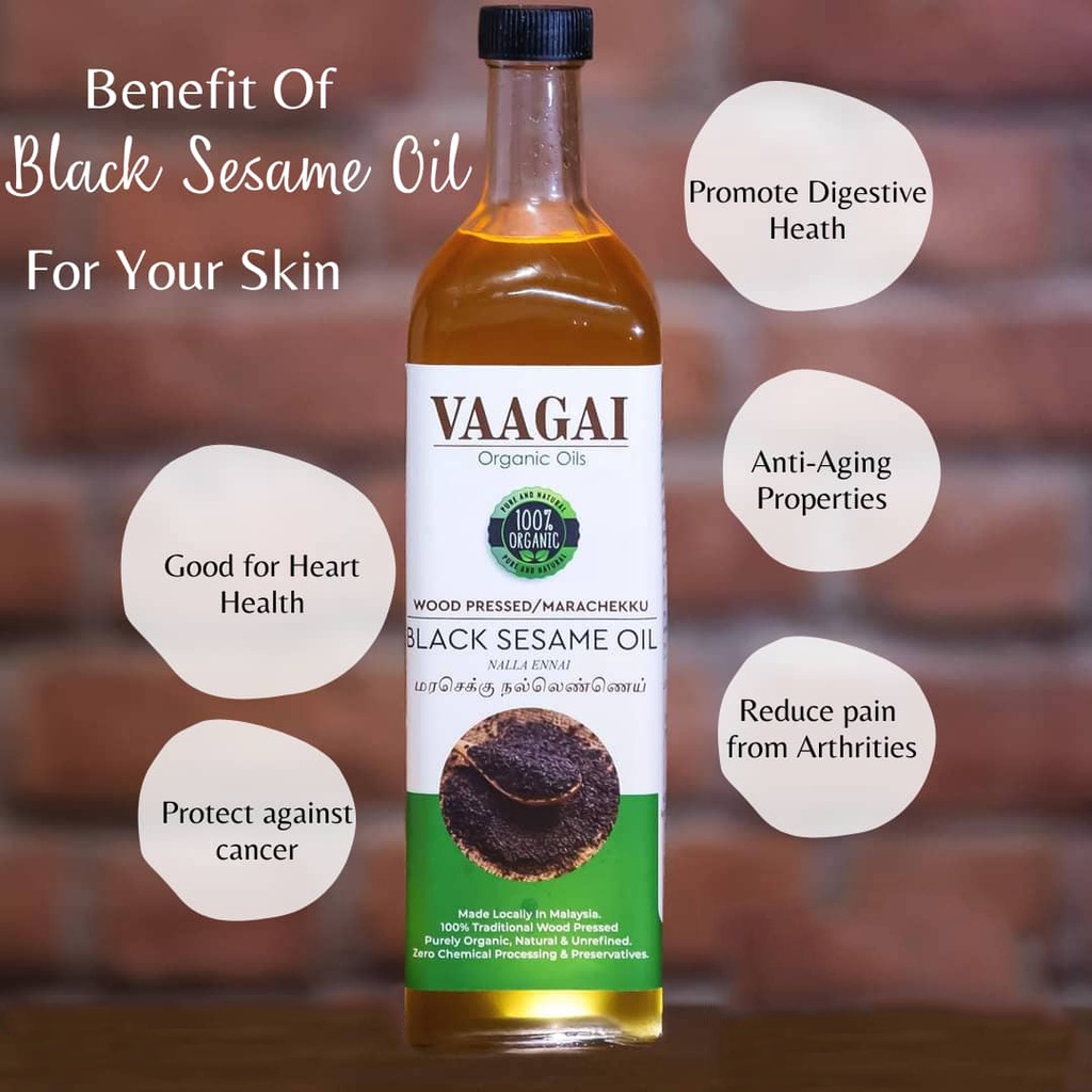 VAAGAI Black Sesame Wood Pressed Oil - 100% Organic (Marachekku Nalla ...