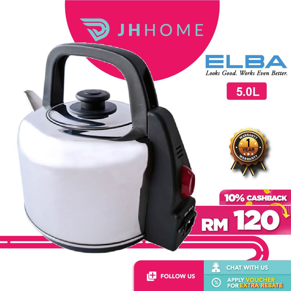 Elba 5L Electric Kettle Stainless Steel Body Double Dry Boil Thermal Protection EK-K5226 ...