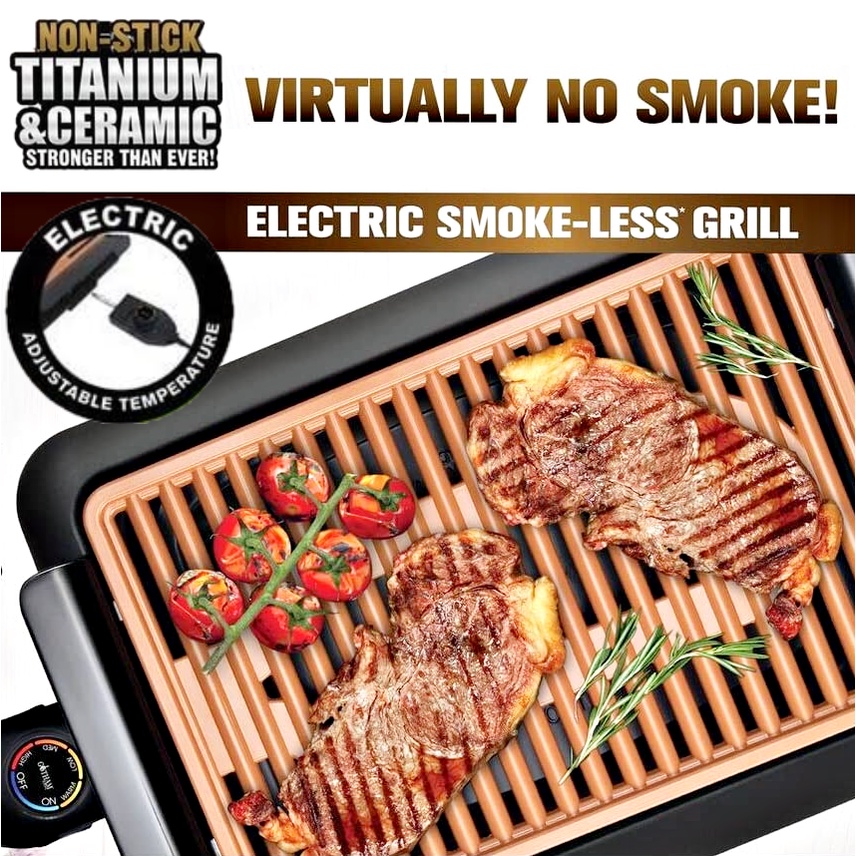 Non-stick Smokeless Electric Barbeque Titanium Copper Barbecue BBQ ...