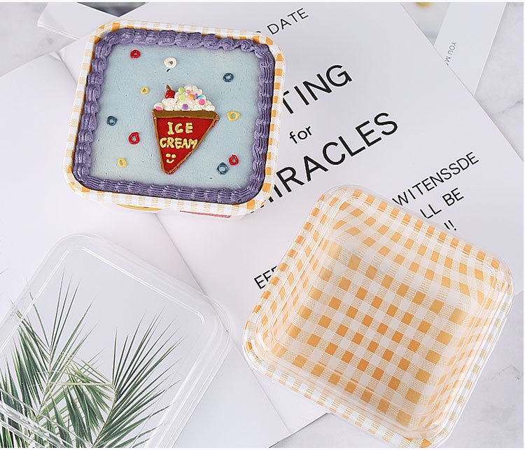 Retro Pink Yellow Red Cake Box Small Dessert Transparent Tiramisu ...
