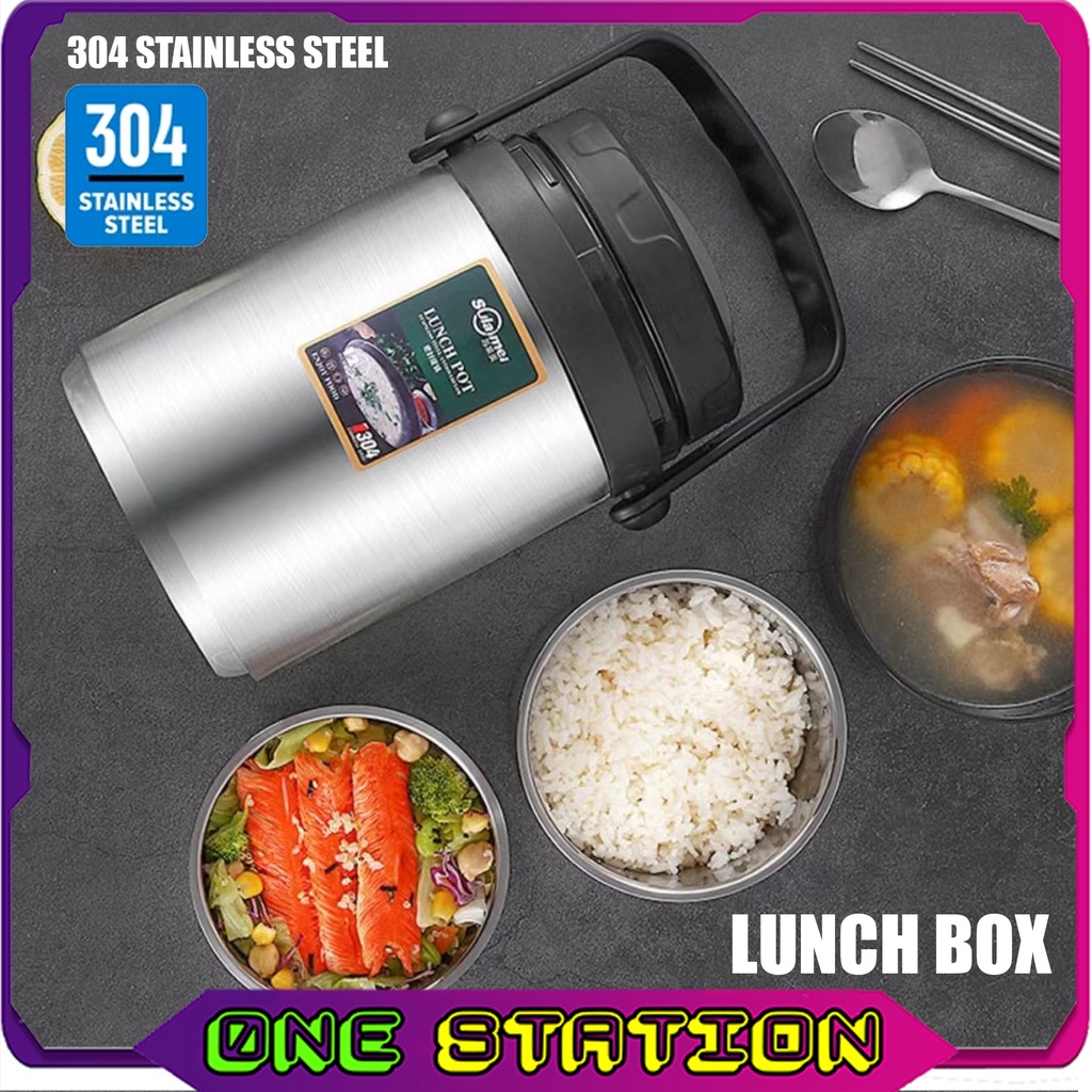 304 Stainless Steel Thermal Heat Insulation Hot Lunch Pot Box Thermos ...