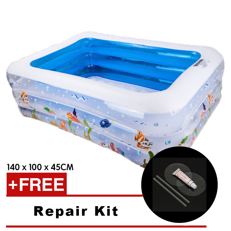 Family Deluxe Inflatable Swimming Pool (140x100x45cm) | Shopee Malaysia