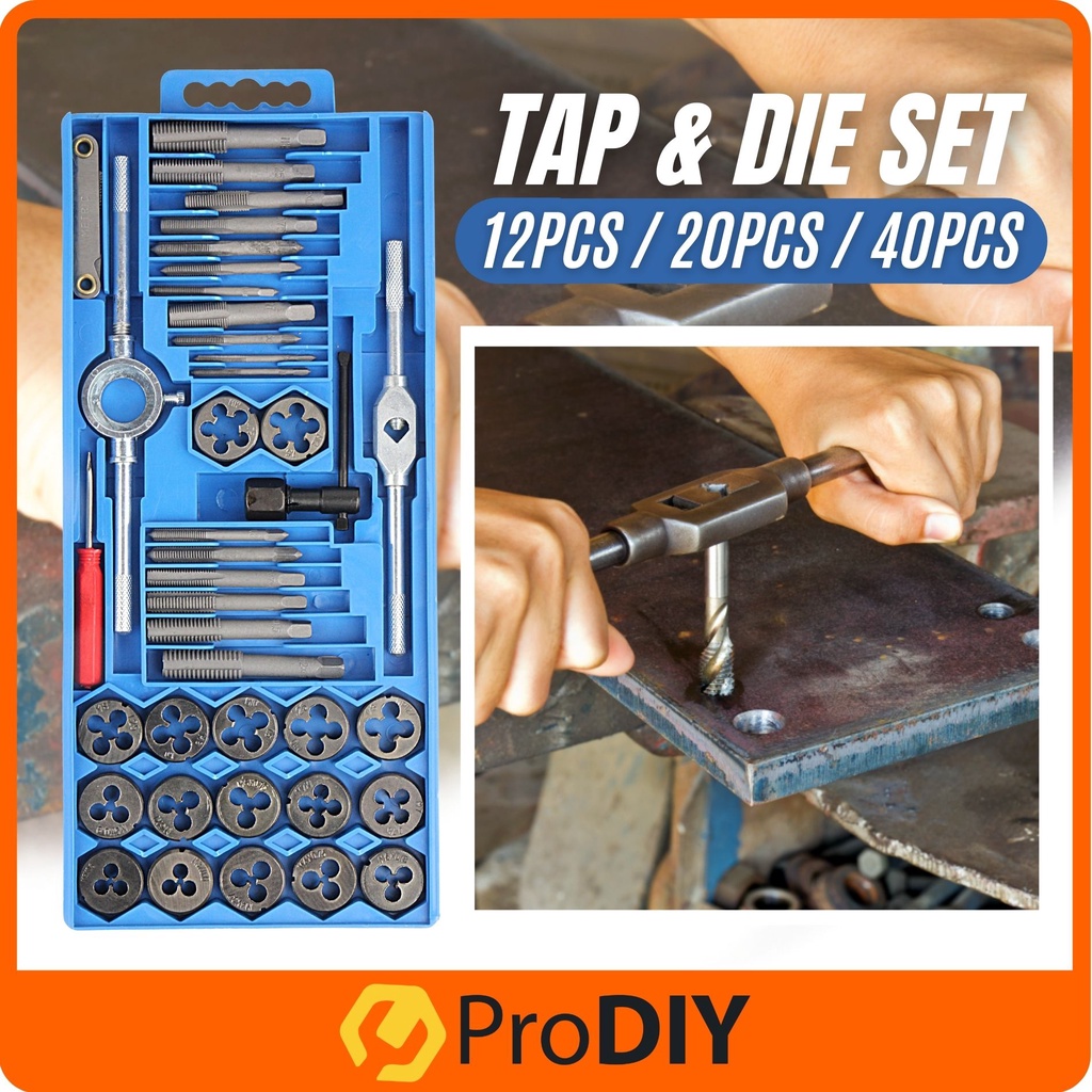 12PCS / 20PCS / 40PCS Thread Hand Tap Wrench And Die Pro Set M3-M12 Metal Nut Bolt Alloy Hand ...