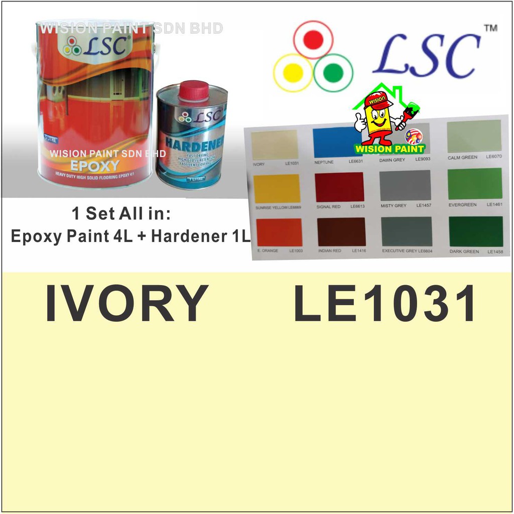 IVORY LE1031 ( 5L ) LSC EPOXY PAINT FLOORING EPOXY 4L + 1L HARDENER ...