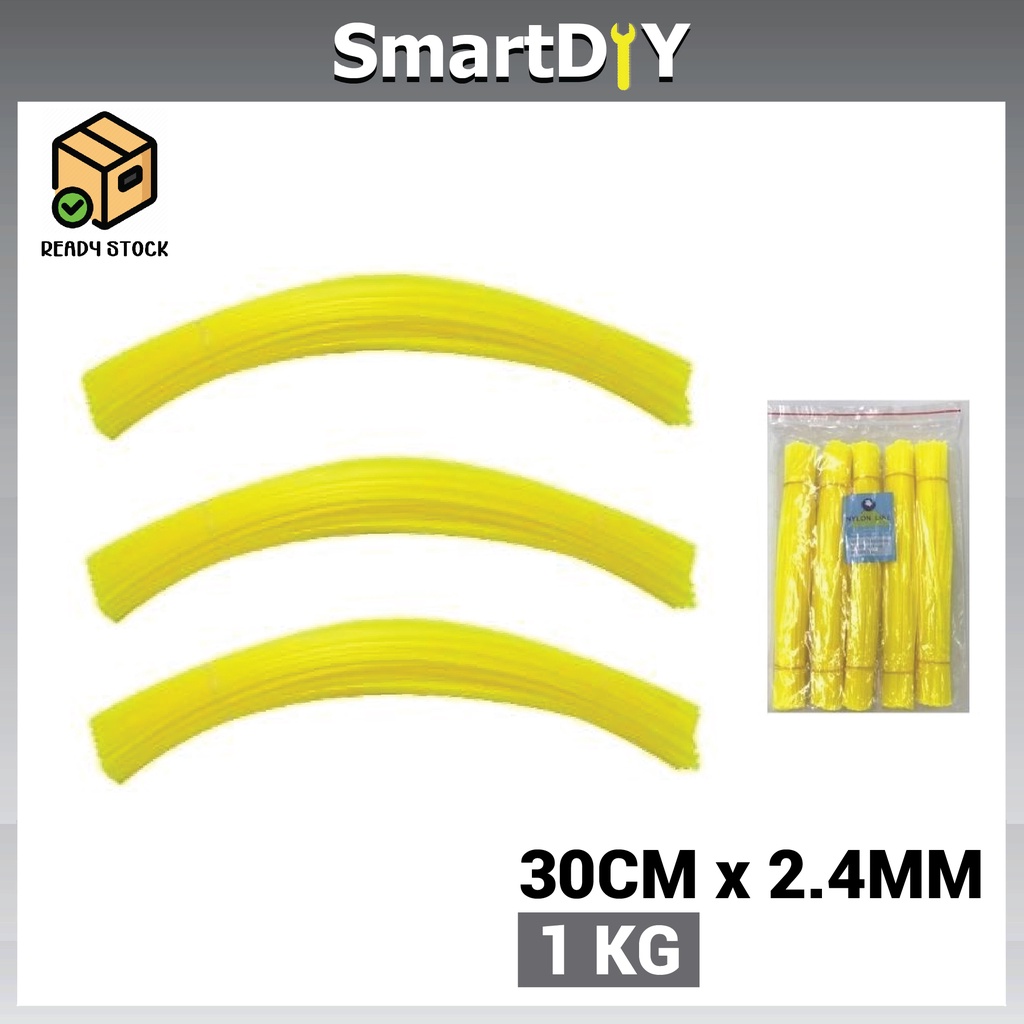 30cm x 2.4mm x 1kg Nylon Grass Trimmer Line String For Grass Cutting Tali Mesin Rumput | Shopee ...