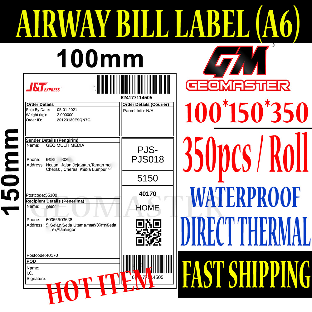 Promo 100 x 150 mm Barcode Sticker Thermal Price Label Product Label ...