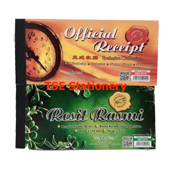 SBS 50 Sets x 2 Ply NCR Official Receipt Book / Buku Resit Rasmi / 正式收据 ...