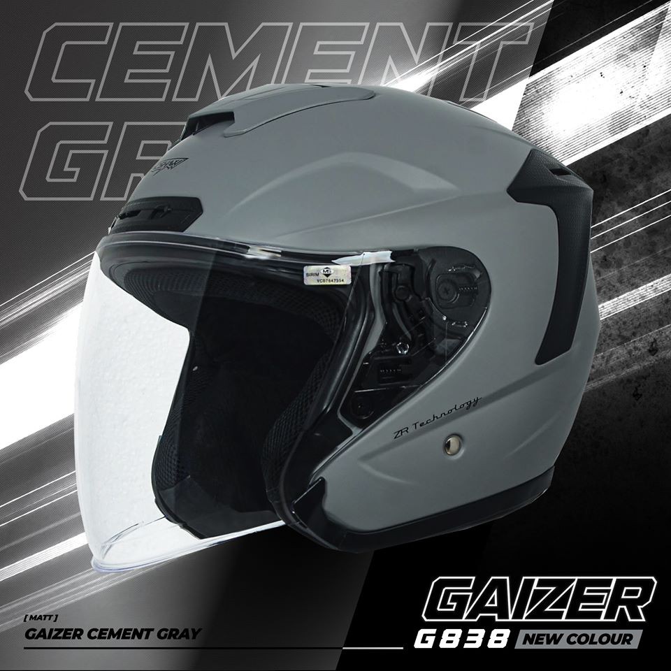 GRACSHAW GAIZER G838 MATT CEMENT GRAY OPEN FACE HELMET | Shopee Malaysia