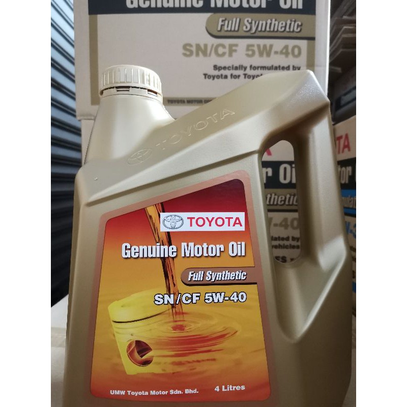 GENUINE TOYOTA FULL SYNTHETIC MOTOR OIL SN/CF 5W-40 ENGINE OIL 5W40 ...