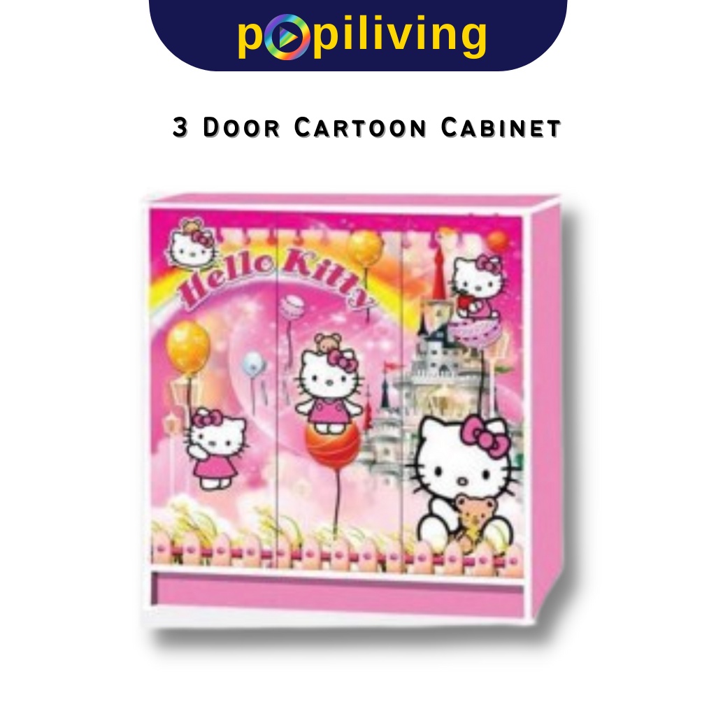 HELLO KITTY 3 Door Children Wardrobe Cabinet Kids Wardrobe Clothes ...