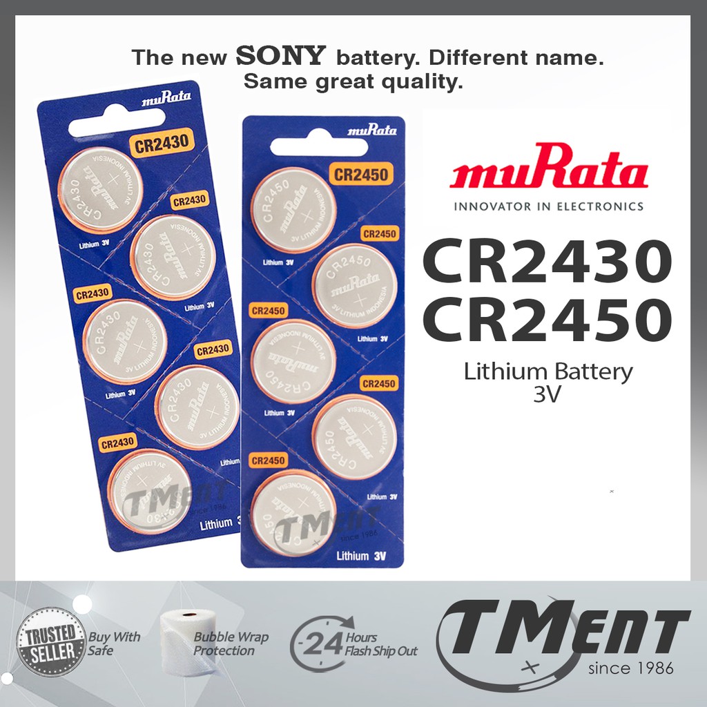 (SONY) muRata CR2430 / CR2450 Genuine 3V Lithium Battery 2430 2450 ...