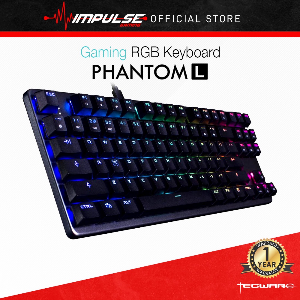 TECWARE Gaming Keyboard Phantom L - Low Profile RGB Mechanical Keyboard ...