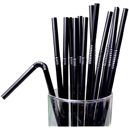 Flexible Bendable Black Plastic Straw Hitam Bengkok (250pcs) | Shopee ...