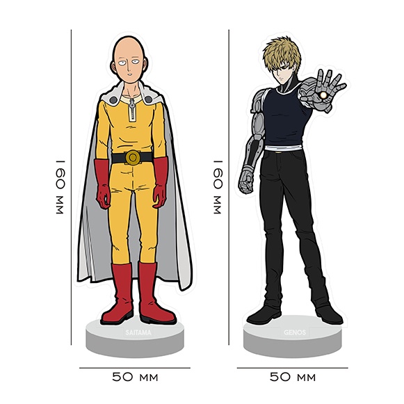 Mini Stand Figure Acrylic Anime Superhero One Punch Man Saitama Genos ...