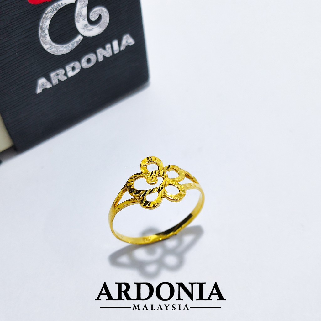 ARDONIA Cincin Clover 2 Emas 375 (9K Gold / 375 Gold) | Shopee Malaysia