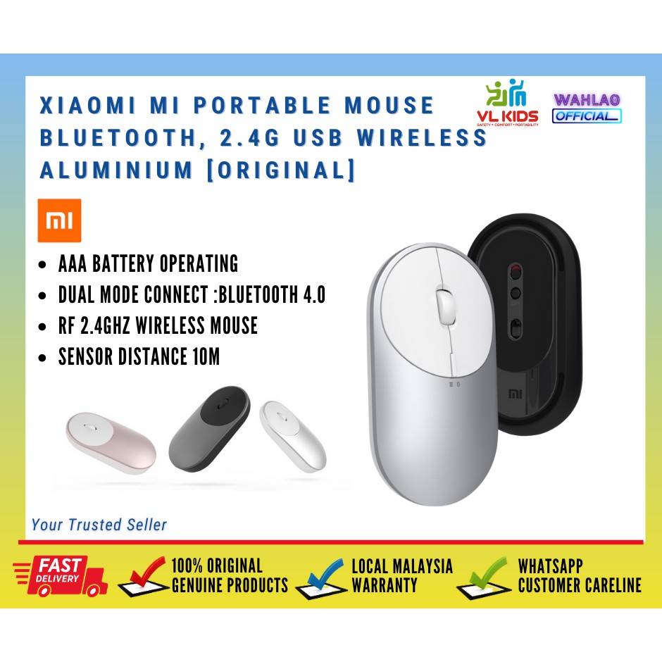 Xiaomi Mi Portable Mouse, Bluetooth, 2.4G USB Wireless, Aluminium ...