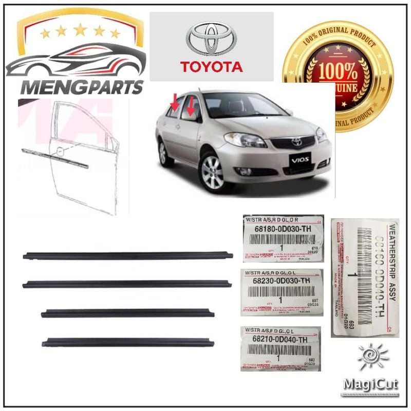 💯ORIGINAL TOYOTA VIOS NCP42 2003Y - 2006Y DOOR OUTER MOULDING 68160 ...