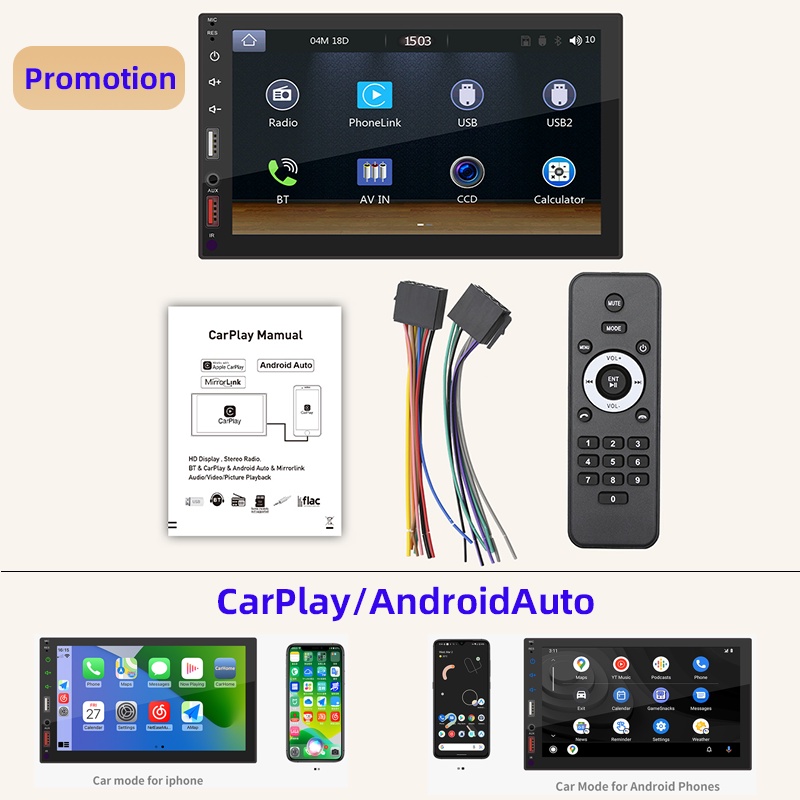 Carplay Car Radio Stereo 1080P HD 7inch Car Radio Bluetooth MP4 MP5 ...