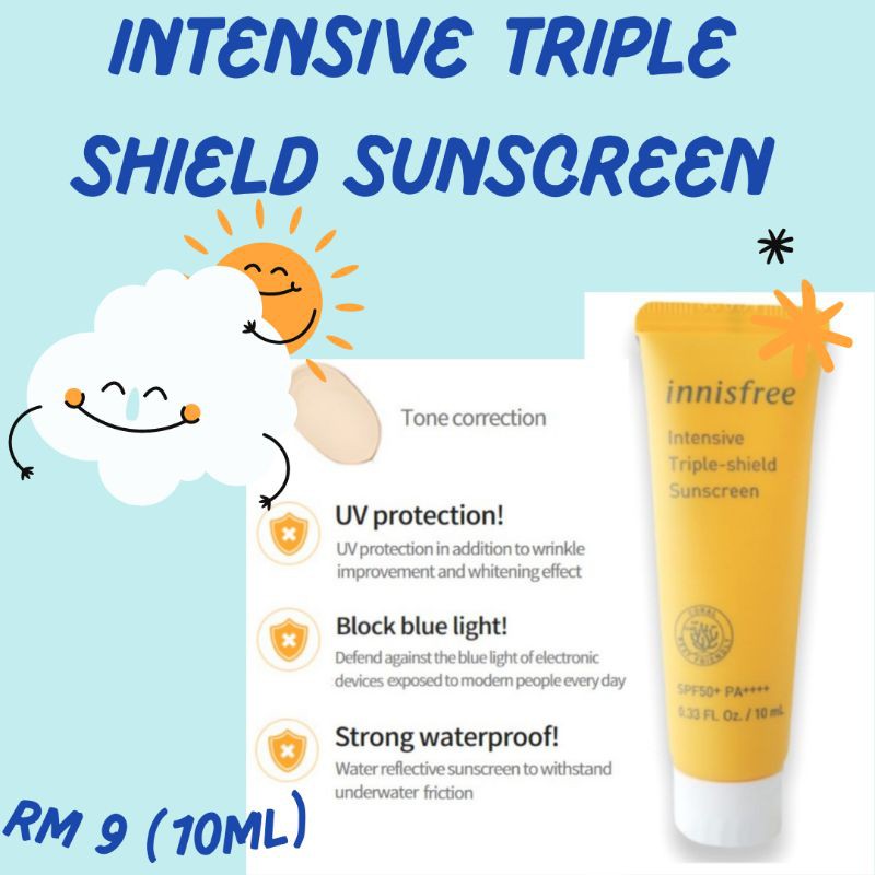 Innisfree Intensive Triple Shield Sunscreen SPF50+ PA++++ (10ml ...
