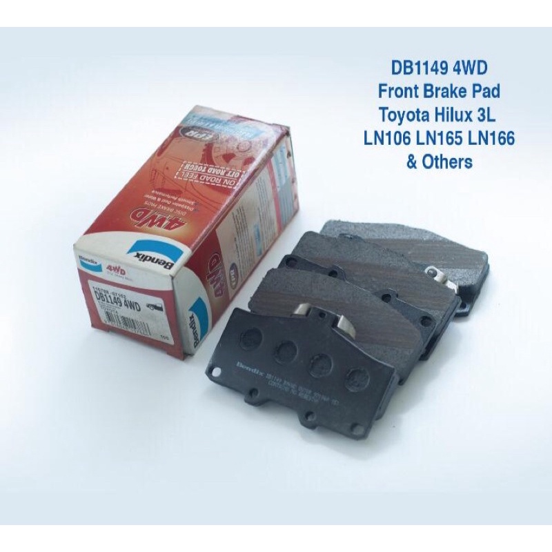 Toyota Hilux LN106 LN165 LN166 brake pad front Bendix 4WD | Shopee Malaysia