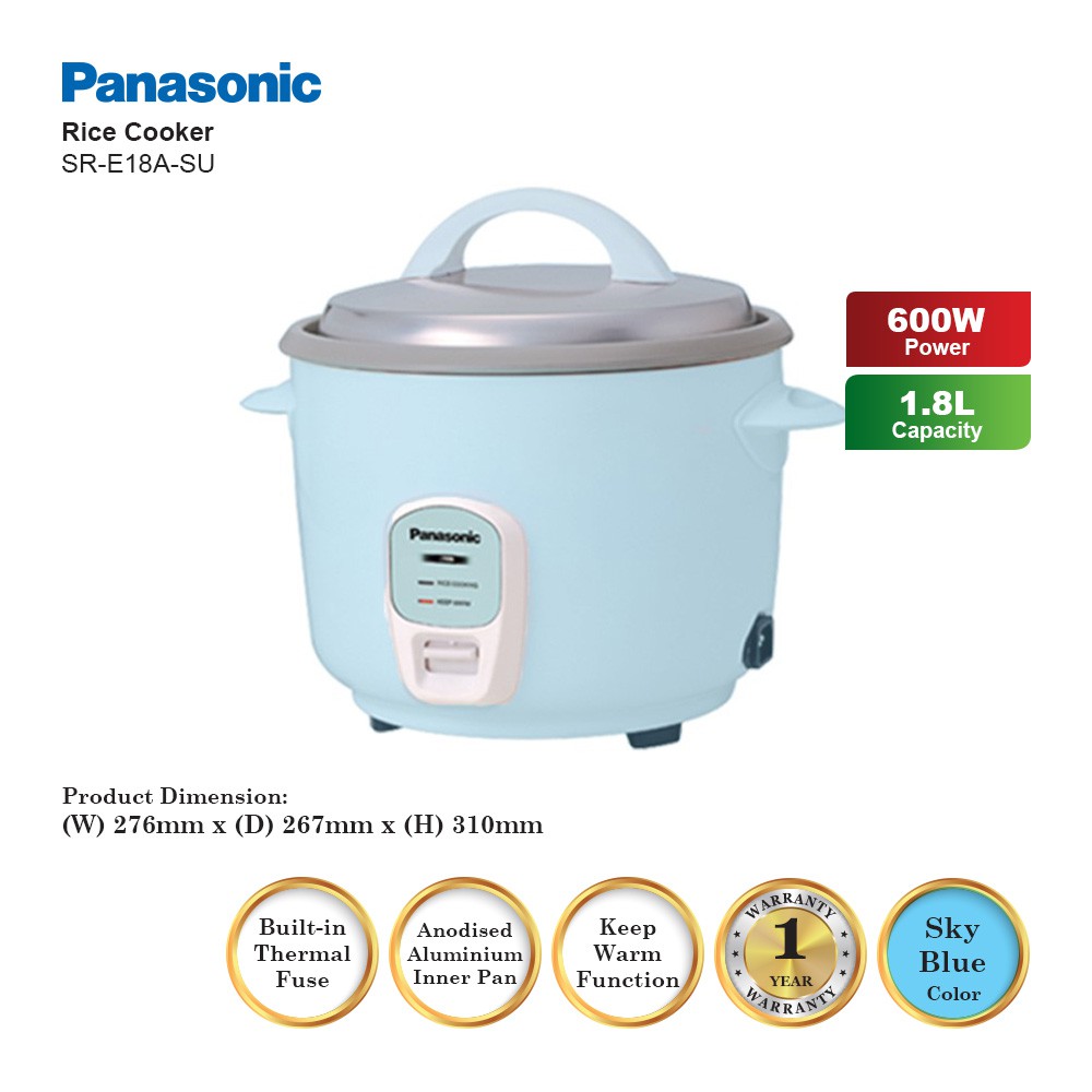 Panasonic Rice cooker Aluminium Pot Keep Warm 1.8 Litre SR-Y18 | Shopee ...