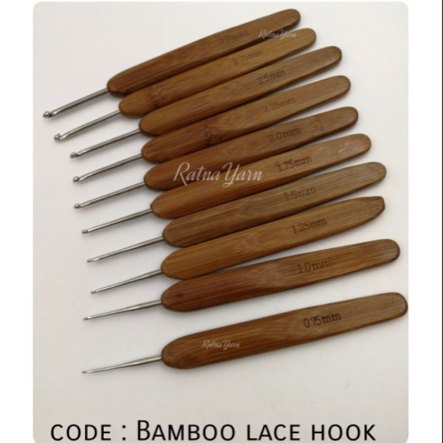 🎀Ready Stock🎀 Bamboo crochet Hook / jarum kait rotan / Set Crochet hook ...