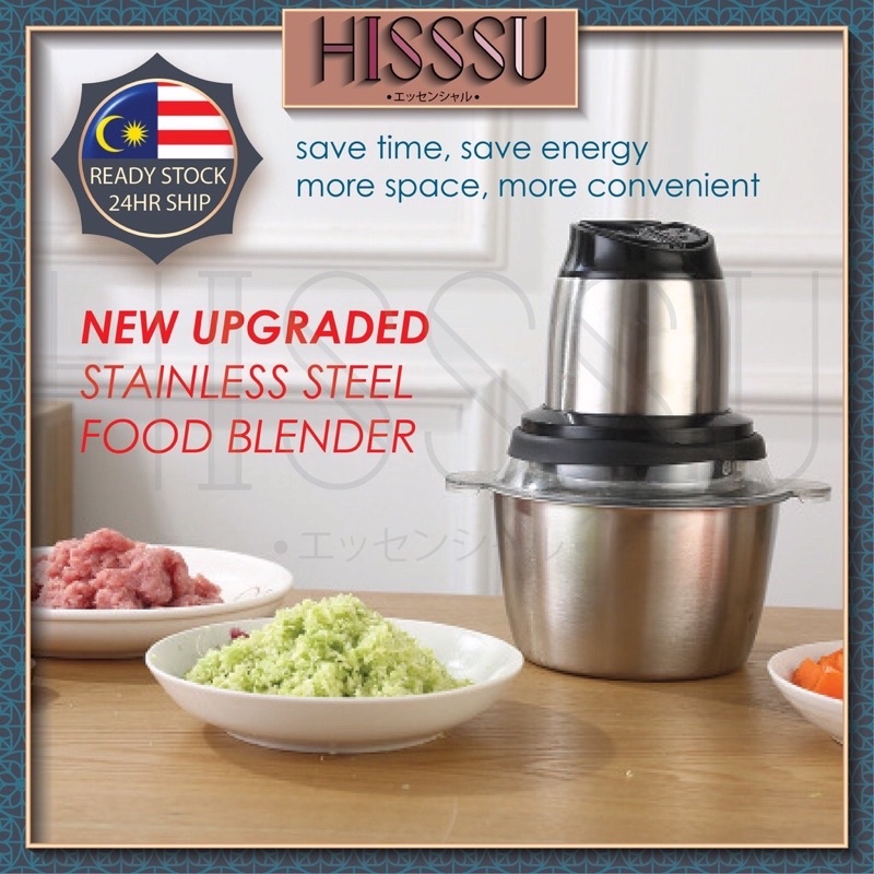 STAINLESS STEEL MINI MIXER & BLENDER 2L Meat Grinder Chopper Food ...