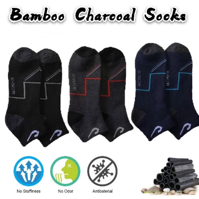 Bamboo Charcoal Socks Stokin Stoking Sarung Kaki Pendek Tebal | Shopee Malaysia