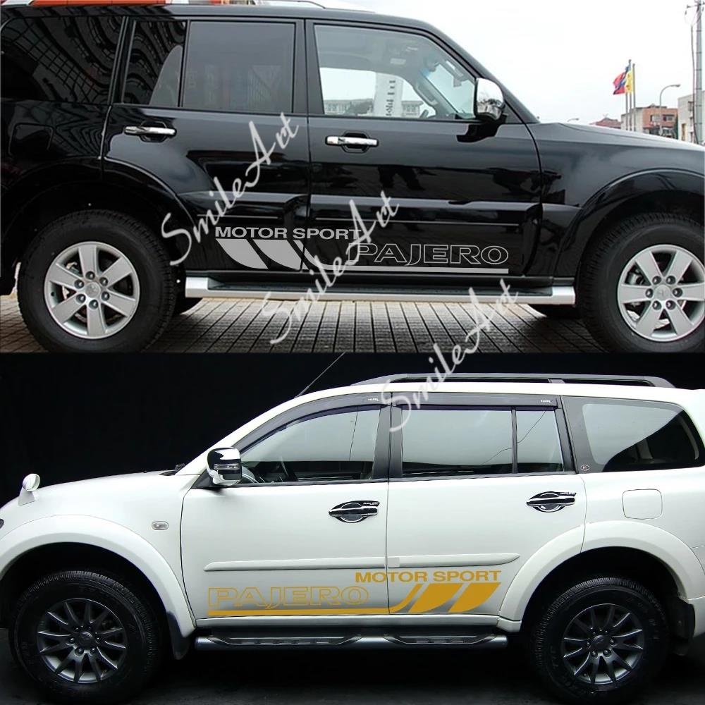 2PCS For Mitsubishi Pajero Car Both Side Vinyl Sport Decals Door Side ...