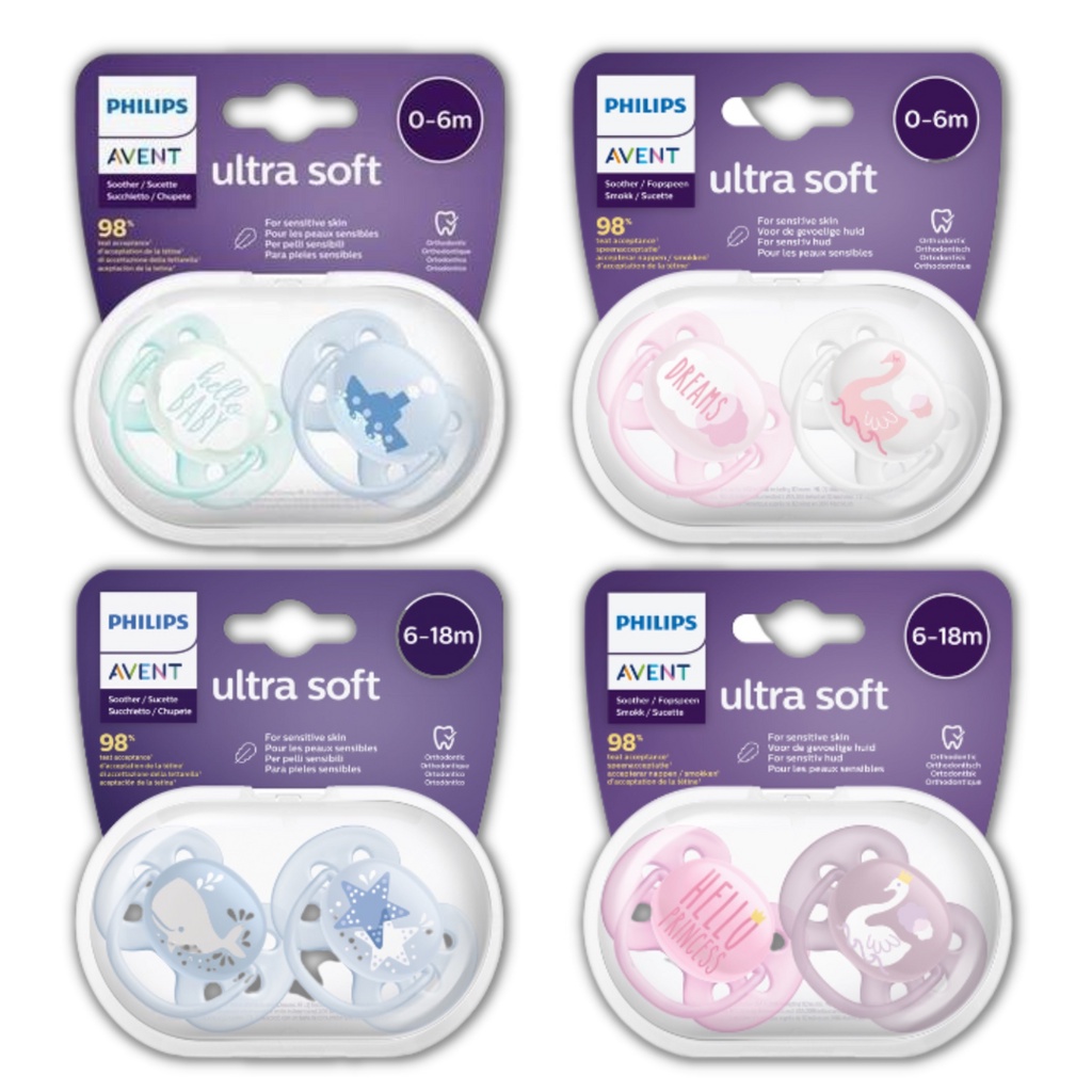 ORIGINAL SOOTHER PHILIPS AVENT ULTRA SOFT 0-6M & 6-18M (2PCS/PACK ...