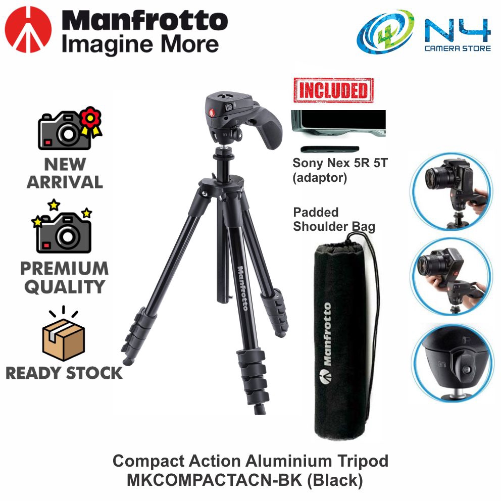 Manfrotto Compact Action Aluminium Tripod - Black/Red | Shopee Malaysia
