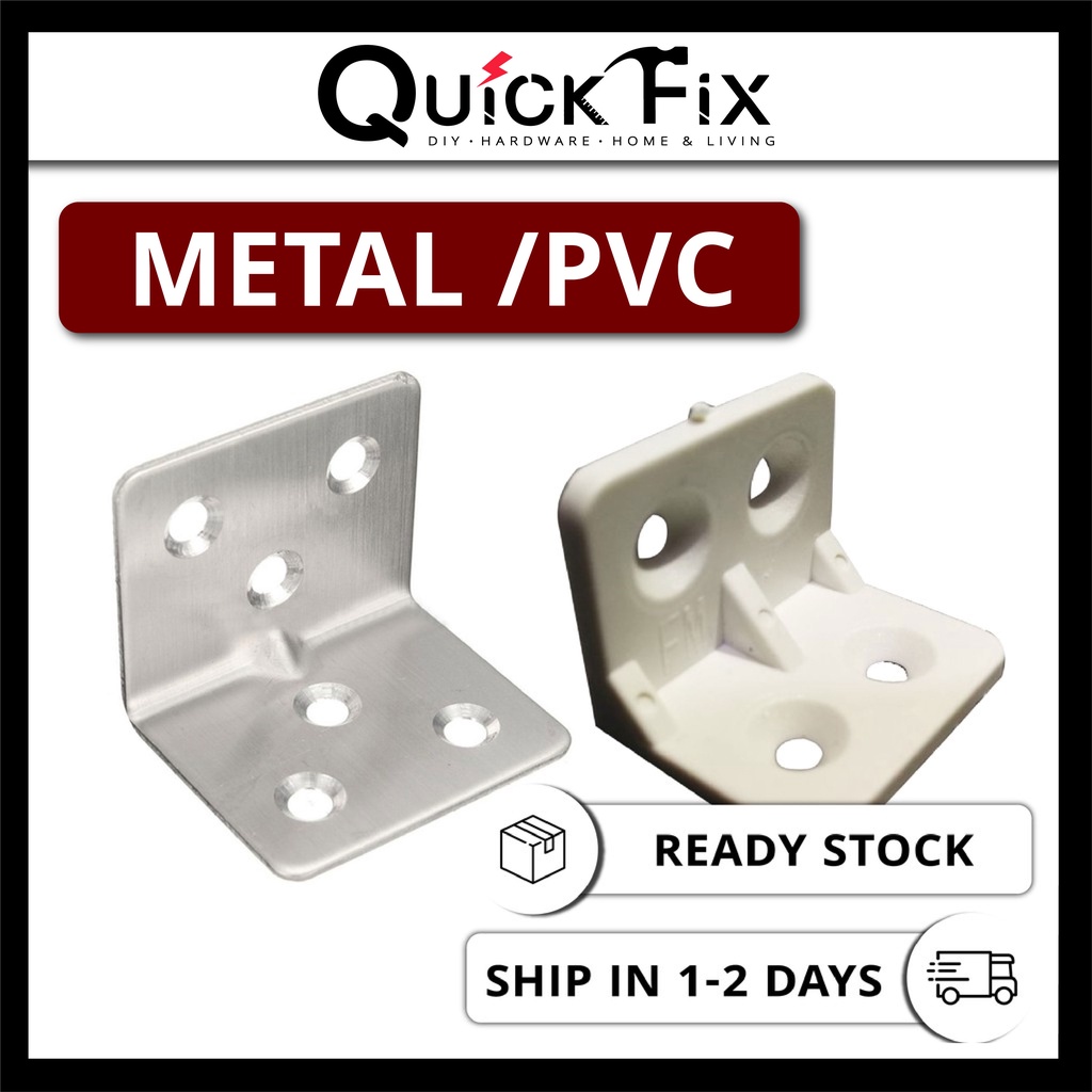 QuickFix Furniture Angle L Bracket Plastic PVC / Metal Steel 20mm ...