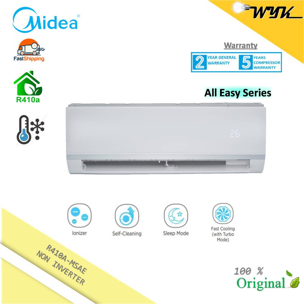 MIDEA R410A Non Inverter 1HP/1.5HP/2HP/2.5HP All Easy Series Wall ...