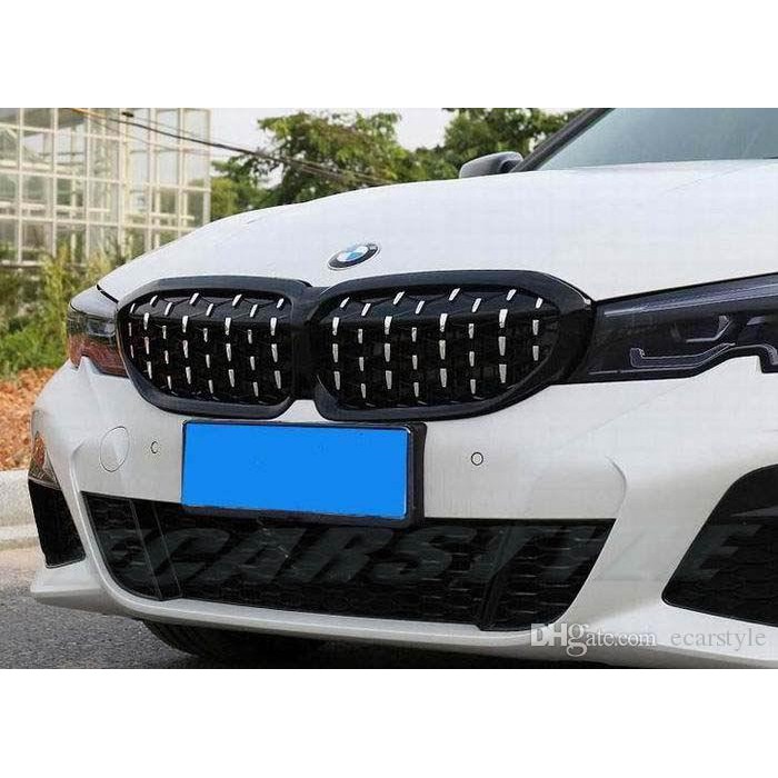 BMW G20 G28 FRONT GRILLE 3 Series DIAMOND M340i Style Grossly Black ...