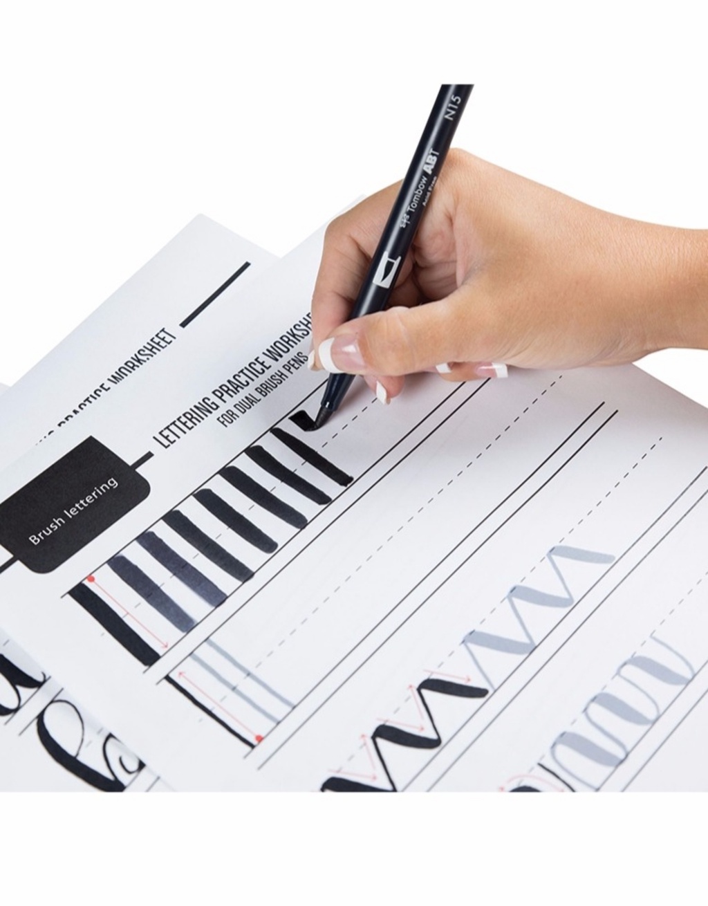 Brush Lettering Practice Papers with Guidance English Calligraphy ...