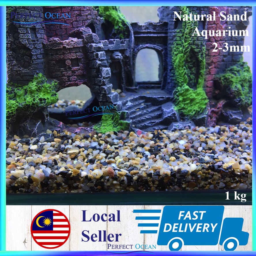 Natural Sand Aquarium 2-3mm - 1kg Aquascaping Rock Gravel Pasir Hiasan ...