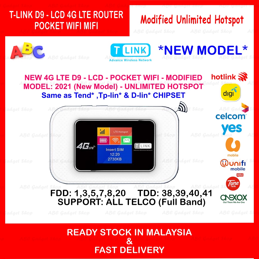 NEW 4G LTE PORTABLE MODEM D9 - LCD (2021 NEW MODEL 2100mAh) MODIFIED ...