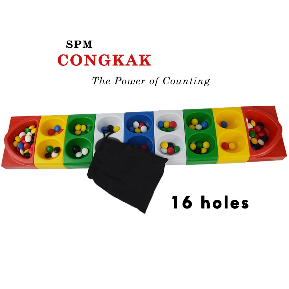 SPM 16 Holes Foldable Plastic Congkak With Marbles / Congkak Plastik 16 ...