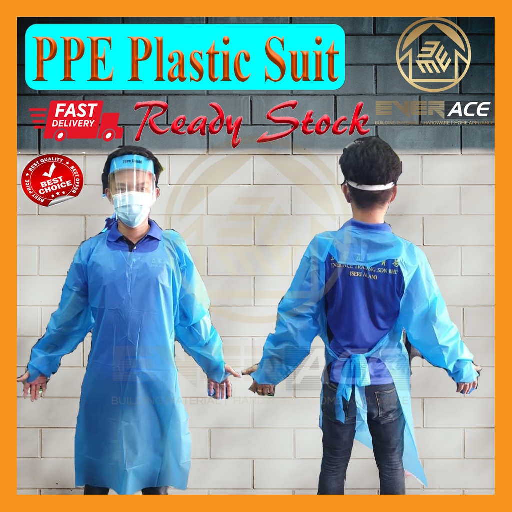 Ready Stock PPE Suit thickness Medical CPE Isolation Gown Plastic Apron ...