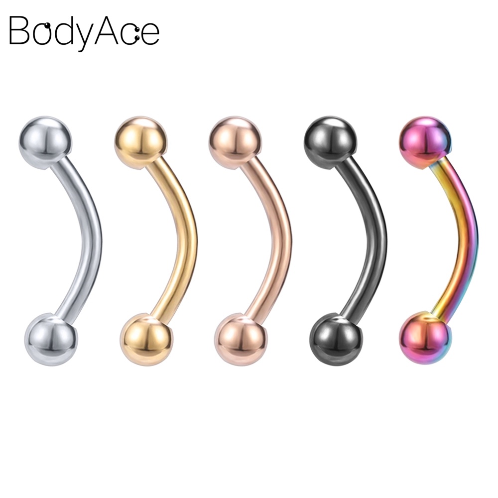 Bodyace Surgical Steel Eyebrow Piercings Double Balls Eyebrow Rings ...