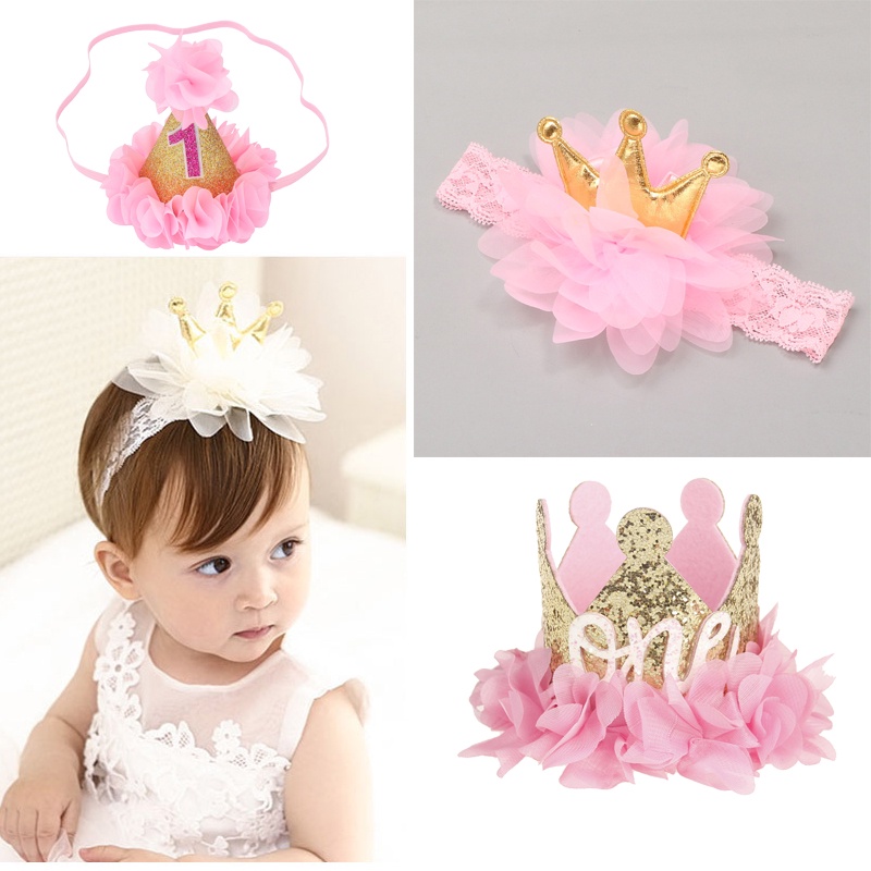 Crown Headband for Baby Girl Happy Birthday Headband Flower Hair ...
