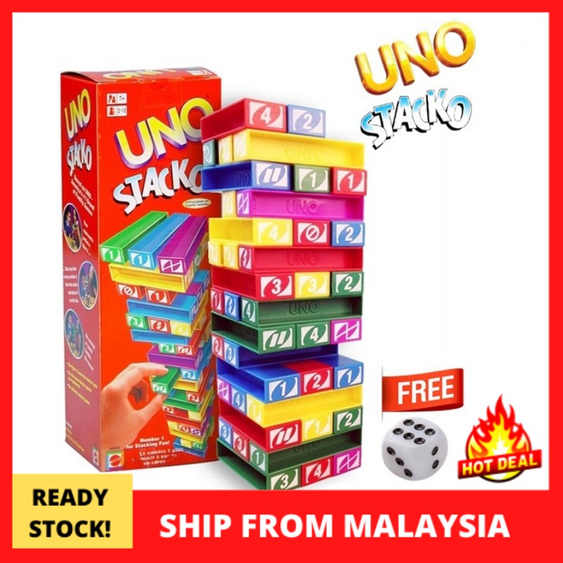 Uno Stacko Stacking Jenga Game | Stacking Block Game | Toys | Family ...