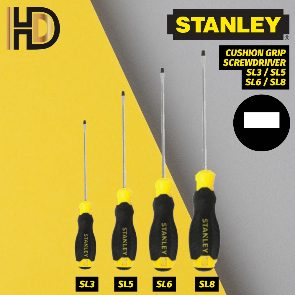 STANLEY Cushion Grip Screwdriver Slotted / 4 Size Optional / SL3 & SL5 ...
