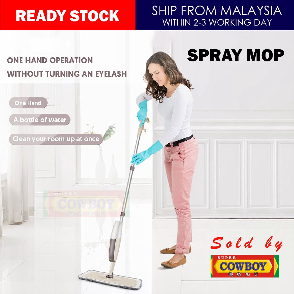 Easy Spray Mop Water Cleaning with Pad Mop / Lantai Automatic Mop 2in1 ...