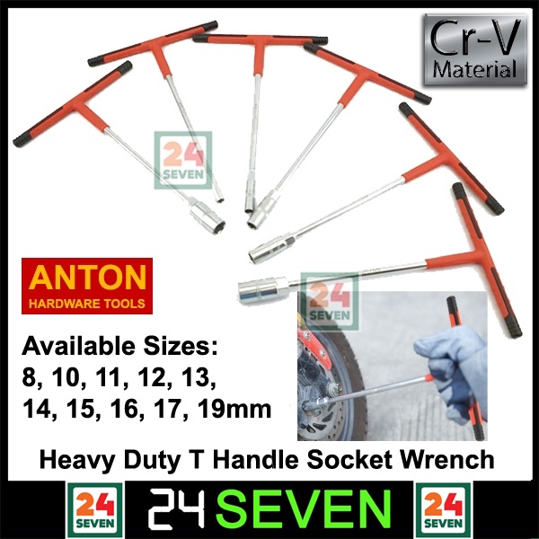 [ READY STOCK ] Heavy Duty Anton T Handle Socket Wrench 6 Point Chrome ...