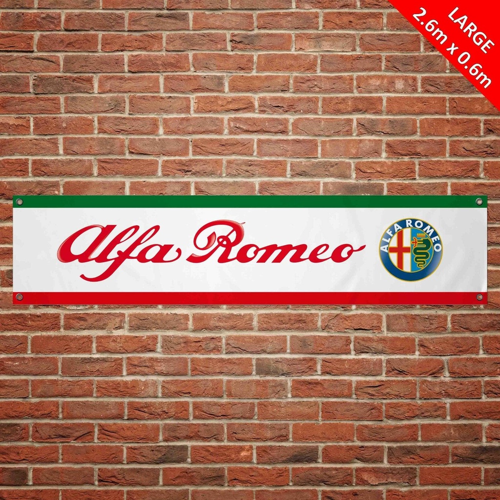 Alfa Romeo Banner Garage Workshop Large Metal Tin Sign Track Motorsport ...