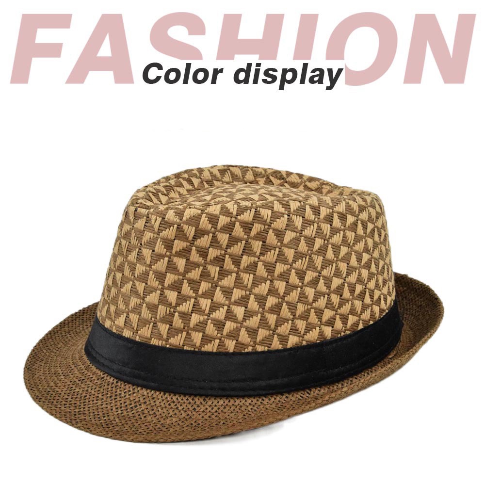 Jazz Hat Men Breathable Linen Top Hat Fedora Outdoor Sun Hat Curly ...