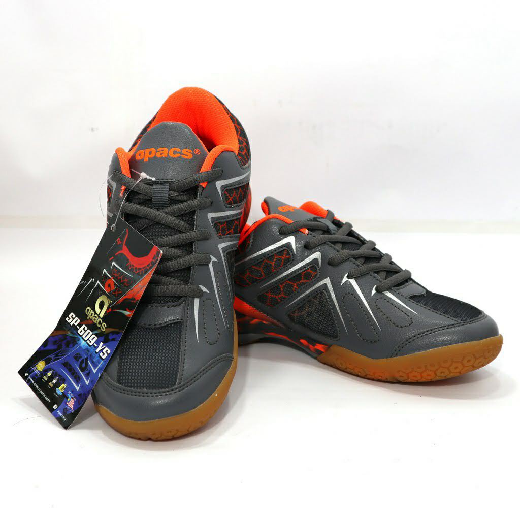 📢 [ Ready Stock ] 📢 APACS SP609-YS Badminton Shoes Grey/Orange 📢 100% ...