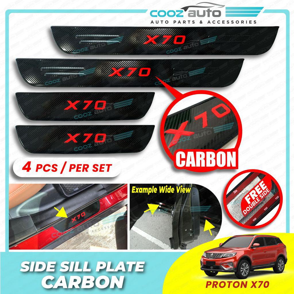 Proton X70 Door Side Sill Step Plates Carbon Fiber With Red Logo Emblem ...